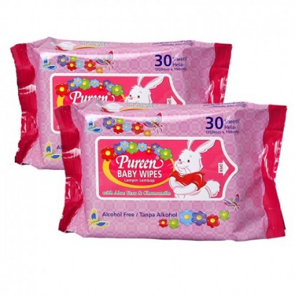 Pureen Baby Wipes 2x30s