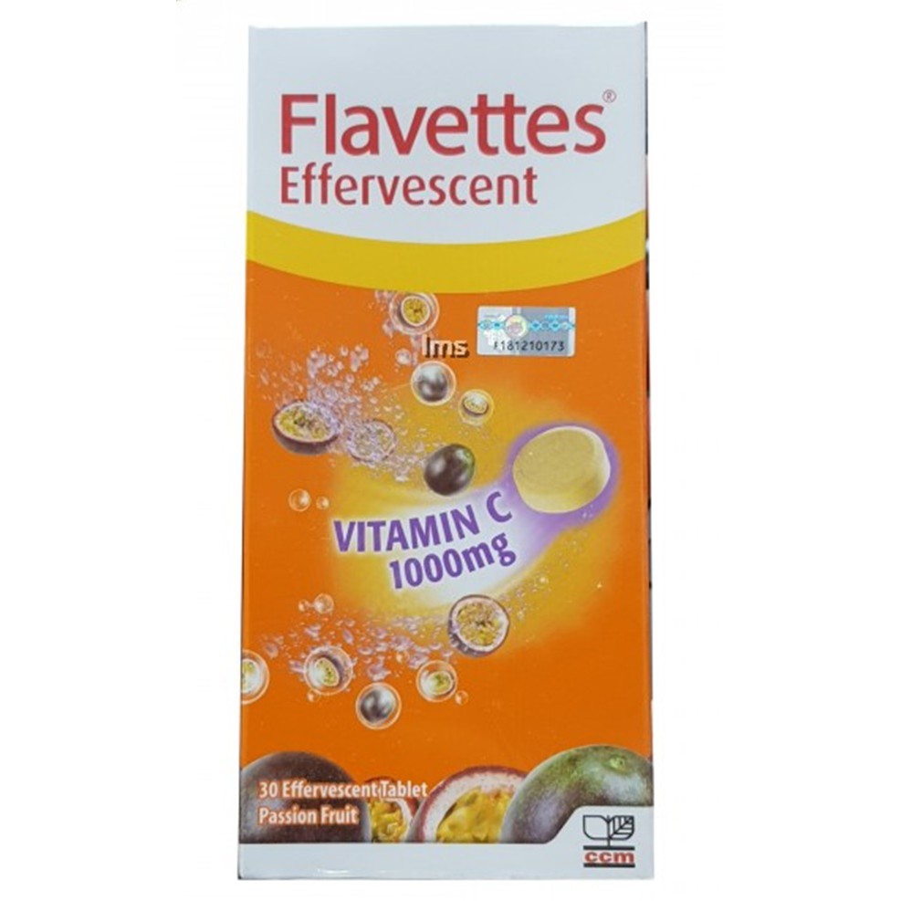 Flavettes Effervescent Tablet 1000mg 30s (Passion Fruits)
